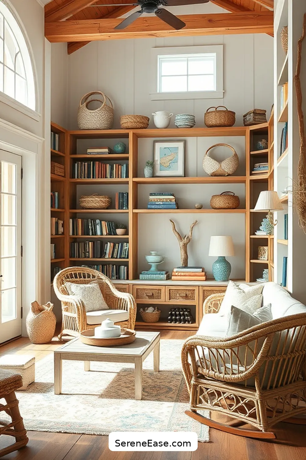 16 Ways to Achieve Bold and Bright Coastal Library Style - Serene Ease
