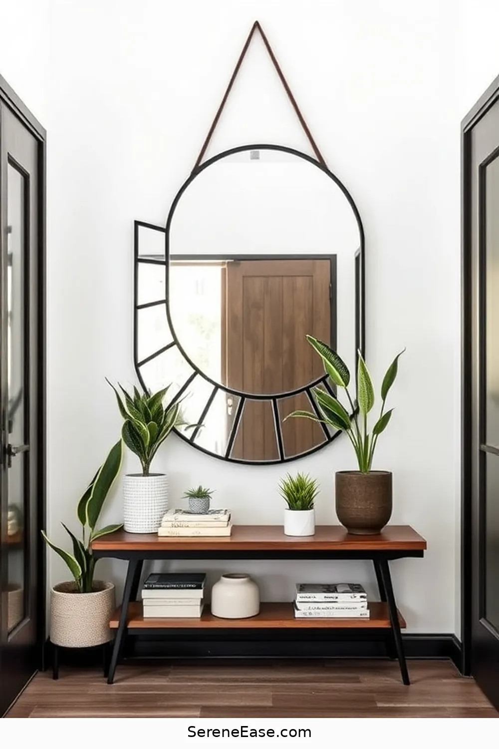 16 Ways to Style a Black and White Mid-Century Modern Entryway - Serene ...