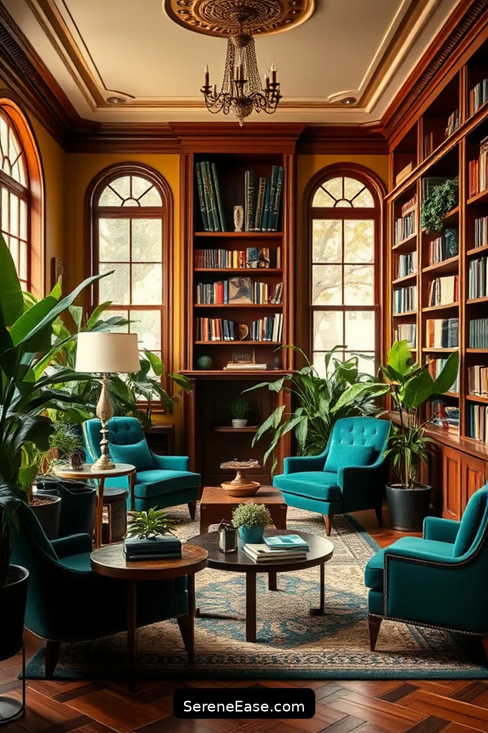 17 Ways to Incorporate Jewel Tones in Modern Farmhouse Library Style ...