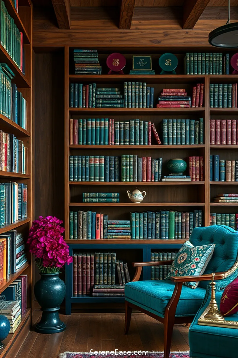 17 Ways to Incorporate Jewel Tones in Modern Farmhouse Library Style ...
