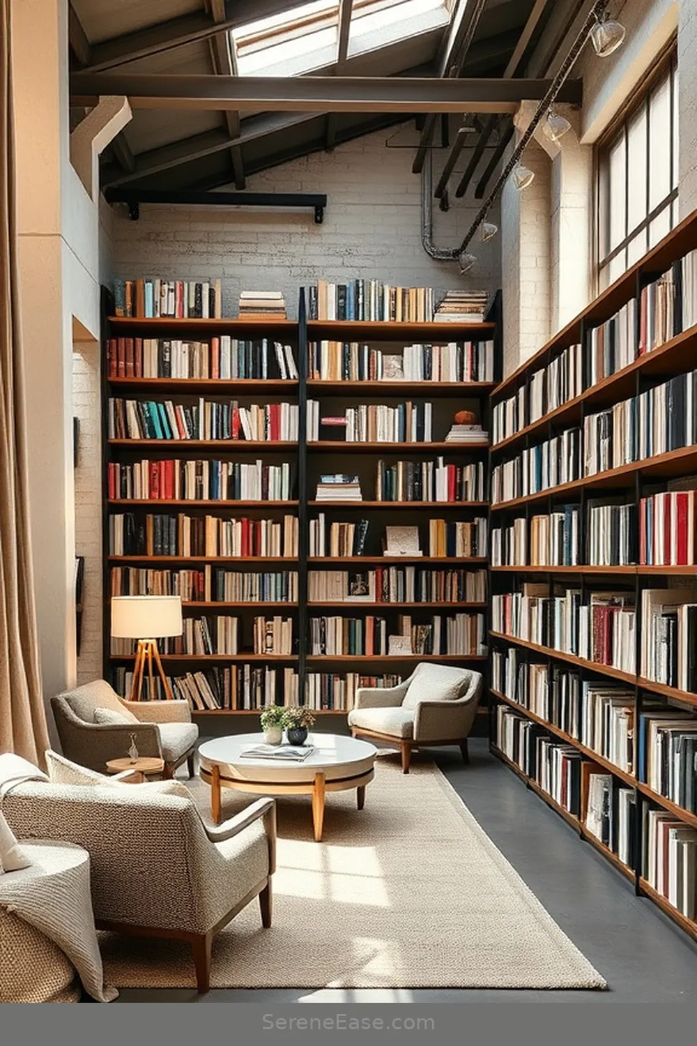 24 Ways to Incorporate Neutral Tones in Industrial Style Libraries ...